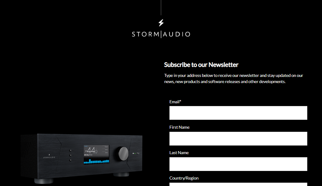 StormAudio Newsletter subscription